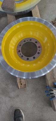 China EN 10204 diameter 640mm rail truck trailer wheels with yellow painting color for sale
