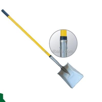China Metal Work Essential S519LS Square-point Shovel with Long Fiberglass Handle for sale