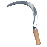 China 45cm Uncoated Steel Blade Sickle for Garden Agriculture Harvesting Wooden Handle for sale