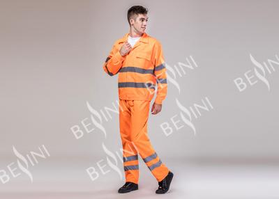China Double Stitching Safety Work Clothes High Visable Orange Jacket Bib Pants Suit for sale
