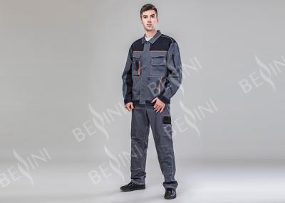 China Comfortable Heavy Duty Work Suit Jacket Pants Suit Black And Gray Contrast Colors for sale