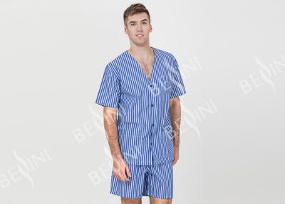 China Comfy Mens Shorts Sleepwear V Neck , Anti Shrink Summer Mens T Shirt Pyjamas for sale