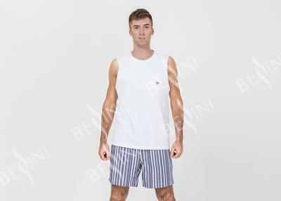 China White Homestyle Mens Luxury Sleepwear Xxl Short Pajamas Functional Placket Side Pockets for sale