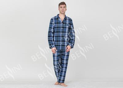 China Classic Mens Luxury Sleepwear Woven Cotton Brushed Twill Reverse Collar Shirt for sale