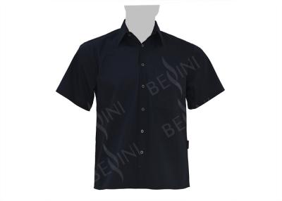 China Men's 65%Polyester 35%Cotton Poplin Work Shirt Short Sleeve Black for sale