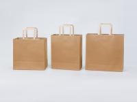 China Customised Paper Bag Flat Handle Brown Kraft Paper Shopping Bags For Clothing Shoes for sale