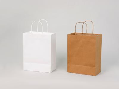 China Small Kraft Paper Gift Packaging Bags Biodegradable Turn Top Paper Patrick Bag for sale