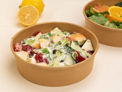China Hot Food Disposable Kraft Paper Takeaway Bowls Biodegradable Paper Soup Cup With Lid for sale