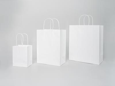 China Coffee Shop Twisted Handle Paper Bags Recyclable Tote Bag Kraft Paper Takeaway Bag for sale