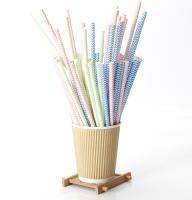 China Eco Friendly Biodegradable Striped Paper Straws Disposable Paper Drinking Straws for sale