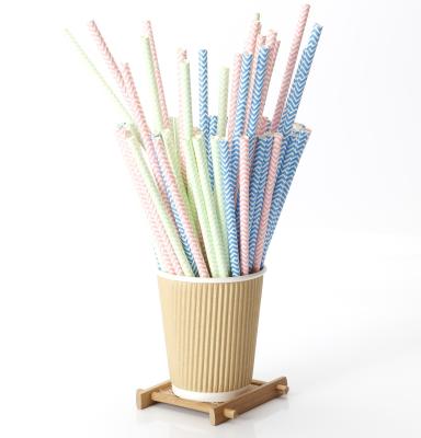 China Eco Friendly Biodegradable Striped Paper Straws Disposable Paper Drinking Straws for sale