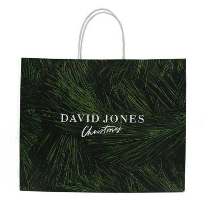 China Clothing And Footwear Recycled Kraft Paper Bag J Cut Twisted Handle Paper Bags for sale