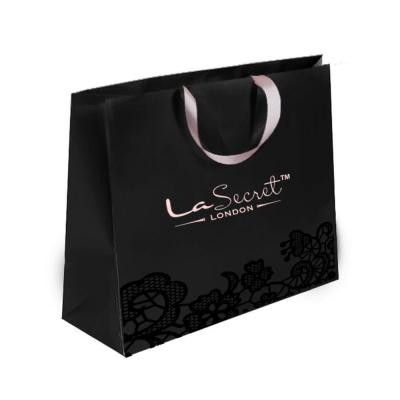 China Shoes Retail Paper Shopping Bags With ribbon handle Paper Garment handmade paper Bag for sale