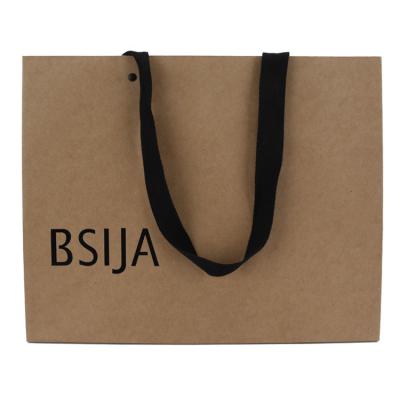 China Eco Friendly Recycled Paper Grocery Bags Kraft Paper Gift Bags With Woven Tape Handle for sale