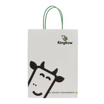 China White Kraft Paper Twist Handle Bags Turn Top Shopping Bag For Clothes Shoes for sale