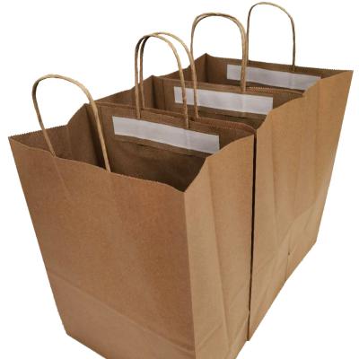 China Disposable Tamper Proof Paper Bags Packaging Kraft Paper Carry Out Bags For Restaurants for sale