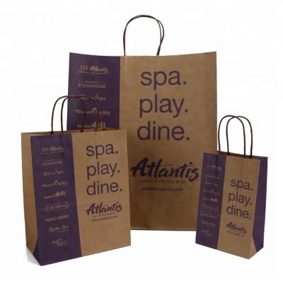 China Recyclable Grocery Packaging Bags Flexo Printing Eco Friendly Brown Kraft Paper Bag for sale