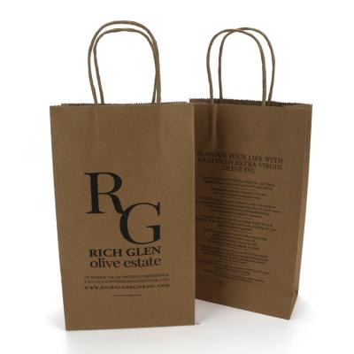 China Custom Logo Recyclable Paper Bags Eco Friendly Kraft Paper Bag With Twisted Handle for sale