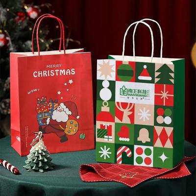 China Custom Printing Paper Merry Christmas Gift Bag With Handle For Shopping for sale