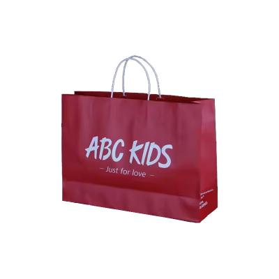China Customizable Recyclable J Cut Paper Bag Packaging Clothing Shopping Bag for sale