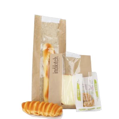 China Greaseproof Pinch Bottom Paper Bags For Cookies Candy Snack Bread With Transparent Window for sale