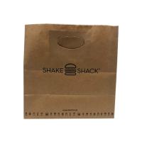 China Recyclable Die Cut Handle Paper Bags Food Grade D Handle Kraft Paper Takeaway Bags for sale