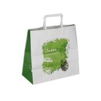 China Customized Logo Recyclable Fast Food Bread Takeout Paper Bag Brown Kraft Paper Bags with Flat Handles for sale
