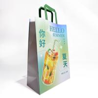 China Custom Flat Handle  Paper Bag Restaurant Delivery Take Out Packaging Carry Kraft Takeaway Food Paper Bag for sale
