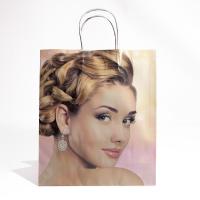 China White and Brown Kraft Paper Twisted Handle Shopping Carrier Bag Eco-Friendly with Digital Printed Logo for sale