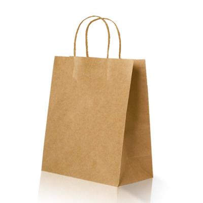 China Twisted Handle Recyclable Kraft Paper Bag Custom Logo Printed in White Black Brown for Food Shopping Gift for sale