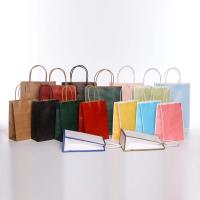 China Custom Printed Logo Recyclable  Craft Packaging Kraft Paper Bag Shopping Bags With Handle for sale