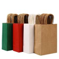 China Custom Printed Logo Craft Packaging Kraft Paper Bag Shopping Bags With Handle for sale