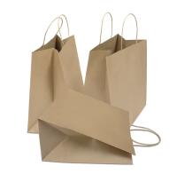 China Recyclable kraft paper bag with twisted handle and reusable shopping paper bag logo printing for sale