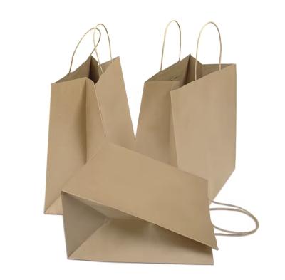 China Recyclable kraft paper bag with twisted handle and reusable shopping paper bag logo printing for sale