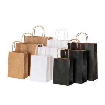 China Custom Logo Shopping Gift Handle Craft Print Brown Small Kraft Paper Bag for sale