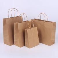China Recyclable Custom Logo Brown Kraft Paper Bag  Custom Shopping Handle Kraft Paper Bag With Logo for sale