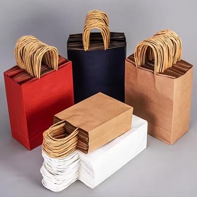 China Environment Friendly Paper Bag Fold Shopping Bag Kraft Paper Bags With Handles Food Packaging for sale