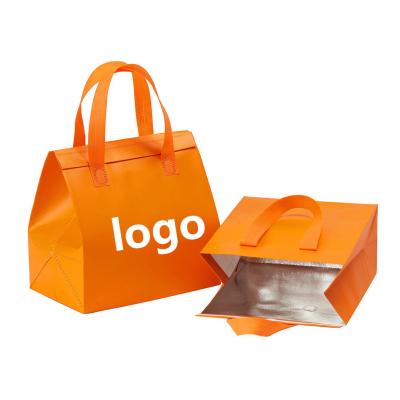 China Custom Recyclable Non-Woven Shopping Bags for Food Coffee Tea Milky Handbag Milk Pizza Sandwich Packaging for sale