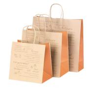 China Customized grocery kraft paper bag, takeaway paper bag with twisted handle, and beverage logo for sale