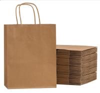 China Eco-Friendly Disposable Takeout Paper Packaging Custom Kraft Takeaway Paper Bag  Logo Printed for sale