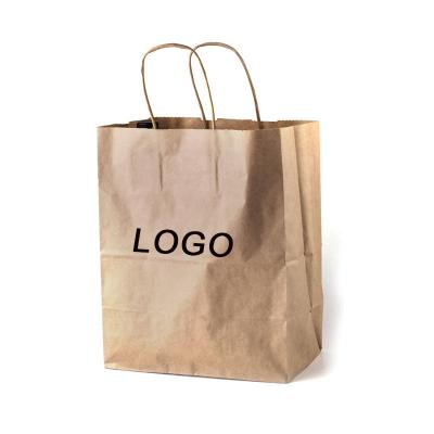 China Custom Brown Kraft Paper Shopping Bag Recycled Reusable Paper Bags With Flat Handles for sale