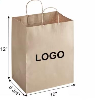 China Customized logo brown kraft paper bag reusable eco-friendly takeaway food packaging with twisted handle for sale