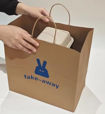 China Customized eco-friendly and biodegradable brown fast food delivery restaurant delivery packaging with kraft paper bags for sale