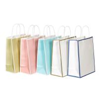 China Custom Printed Your Own Logo Cardboard Packaging White Brown Kraft Gift Craft Shopping Paper Bag With Handles for sale