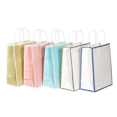 China Custom Printed Your Own Logo Cardboard Packaging White Brown Kraft Gift Craft Shopping Paper Bag With Handles for sale