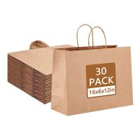 China Eco-Friendly Large Size Kraft Paper Bag Ribbon Handles For Clothing Gifts for sale