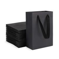 China Recyclable Luxury Black Cloth Paper Bag Custom Size Kraft Paper Packaging for sale
