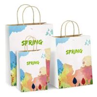 China Kraft Paper Packaging Bags With Custom Logo Reusable Cheap Brown Paper Bags Handles for sale
