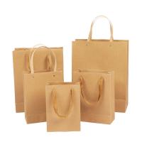 China Gift Kraft Paper Bags Custom Printed Your Own Logo Reusable Cheap Price Shopping Gift Shop Packaging Paper BagsWith Handles for sale