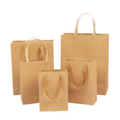 China Gift Kraft Paper Bags Custom Printed Your Own Logo Reusable Cheap Price Shopping Gift Shop Packaging Paper BagsWith Handles for sale